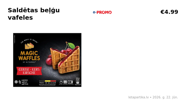 Saldētas beļģu vafeles MAGIC WAFFLES ar ķiršu pildījumu, 4 x 80g - Lēta ...