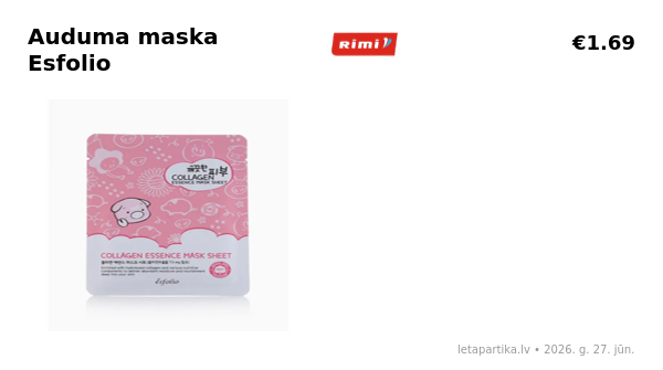 Aud.maska Esfolio Pure Skin Collagen Es. 25ml - Lēta Pārtika
